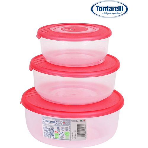 Set 3 Contenitori per Alimenti Frigo Frigobox Tondi 0,5 + 1 + 1,7 Litri ...