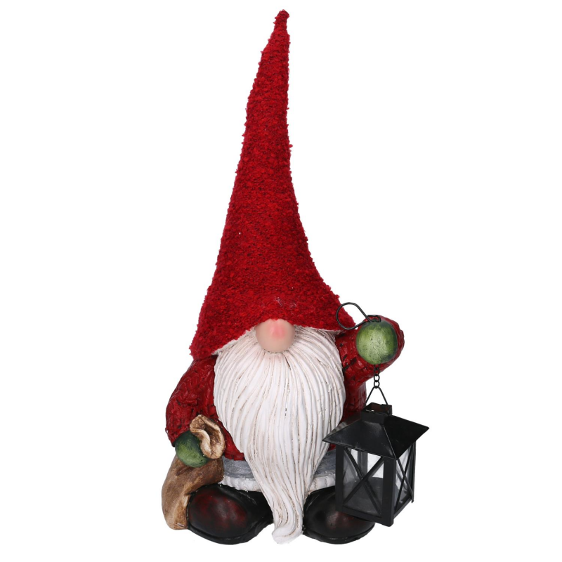 Gnomo de resina con farolillo rojo 23,5x17h50 cm | Leroy Merlin