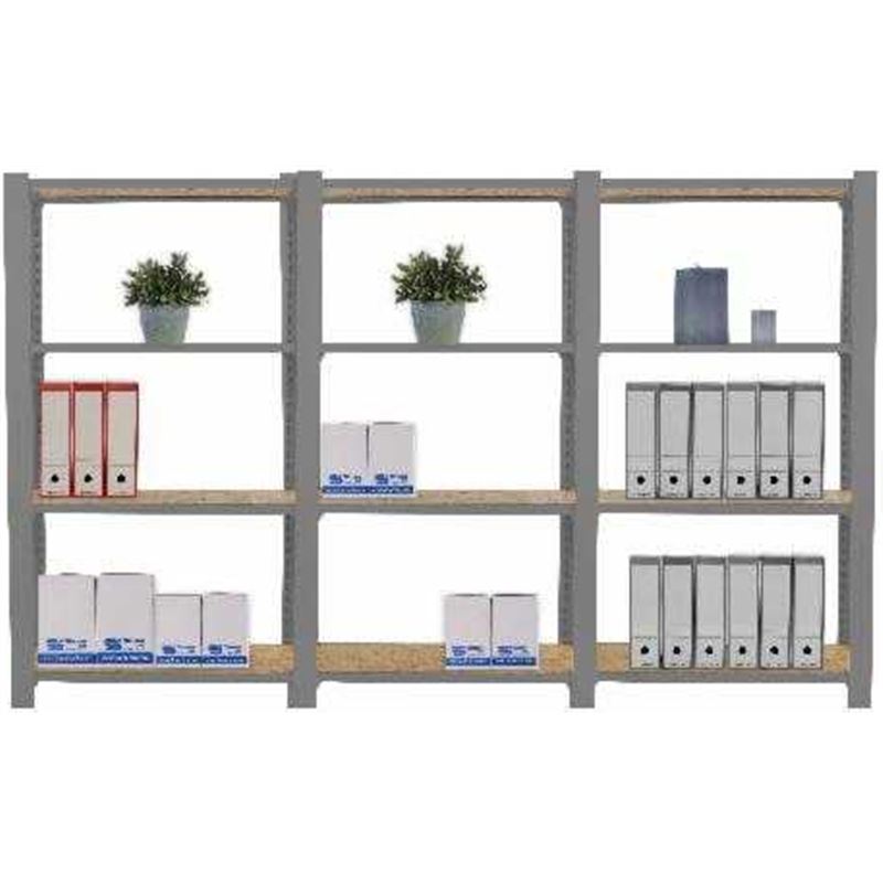 Estanteria OFFICLICK 4/300 WOOD 2400 GRIS/OSB + TAPAS 1500 - 8425437127618 - Simon Rack | Leroy ...