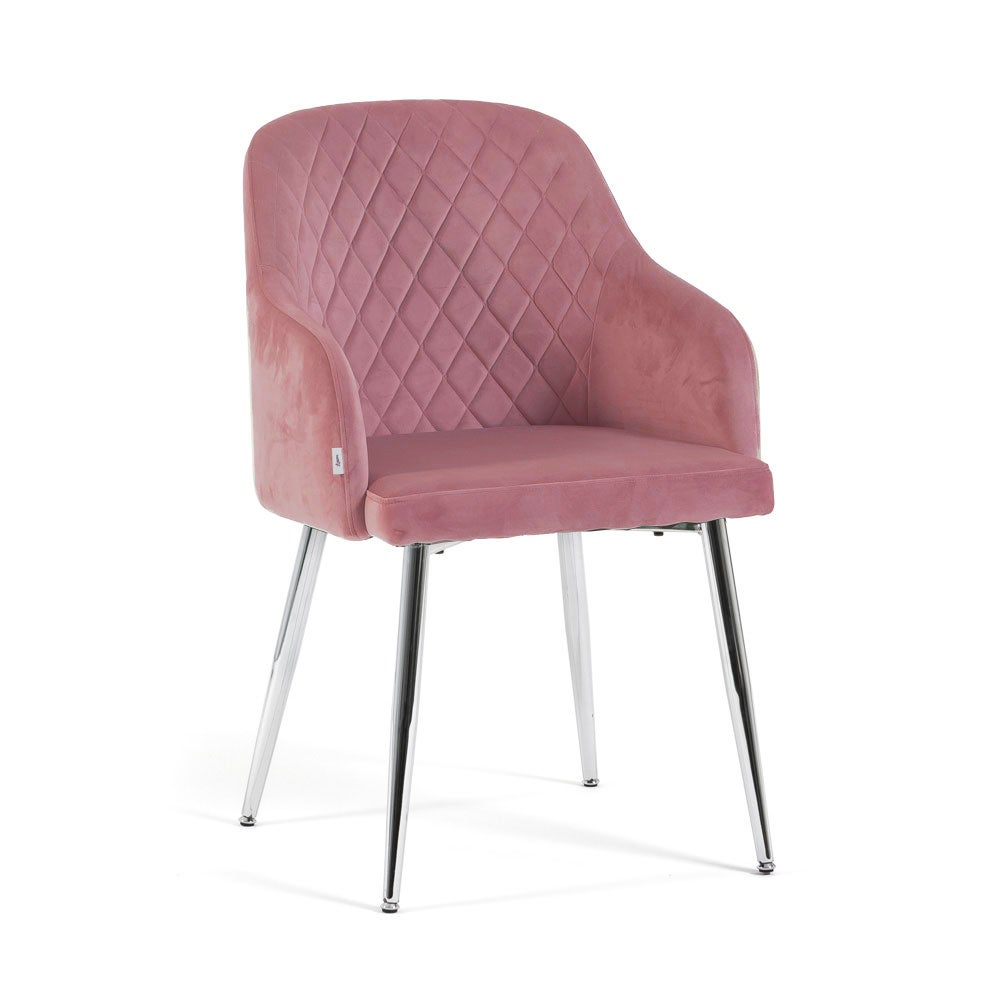 Lot de 2 fauteuils Tessa en velours rose blush clair et pieds en métal ...