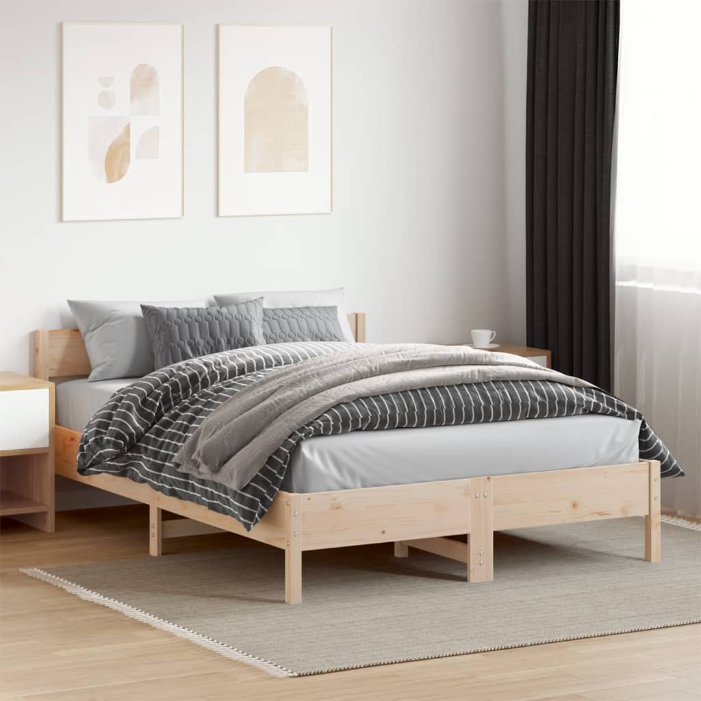 Estructura de cama sin colchón madera de pino blanca 140x200 cm | Leroy ...