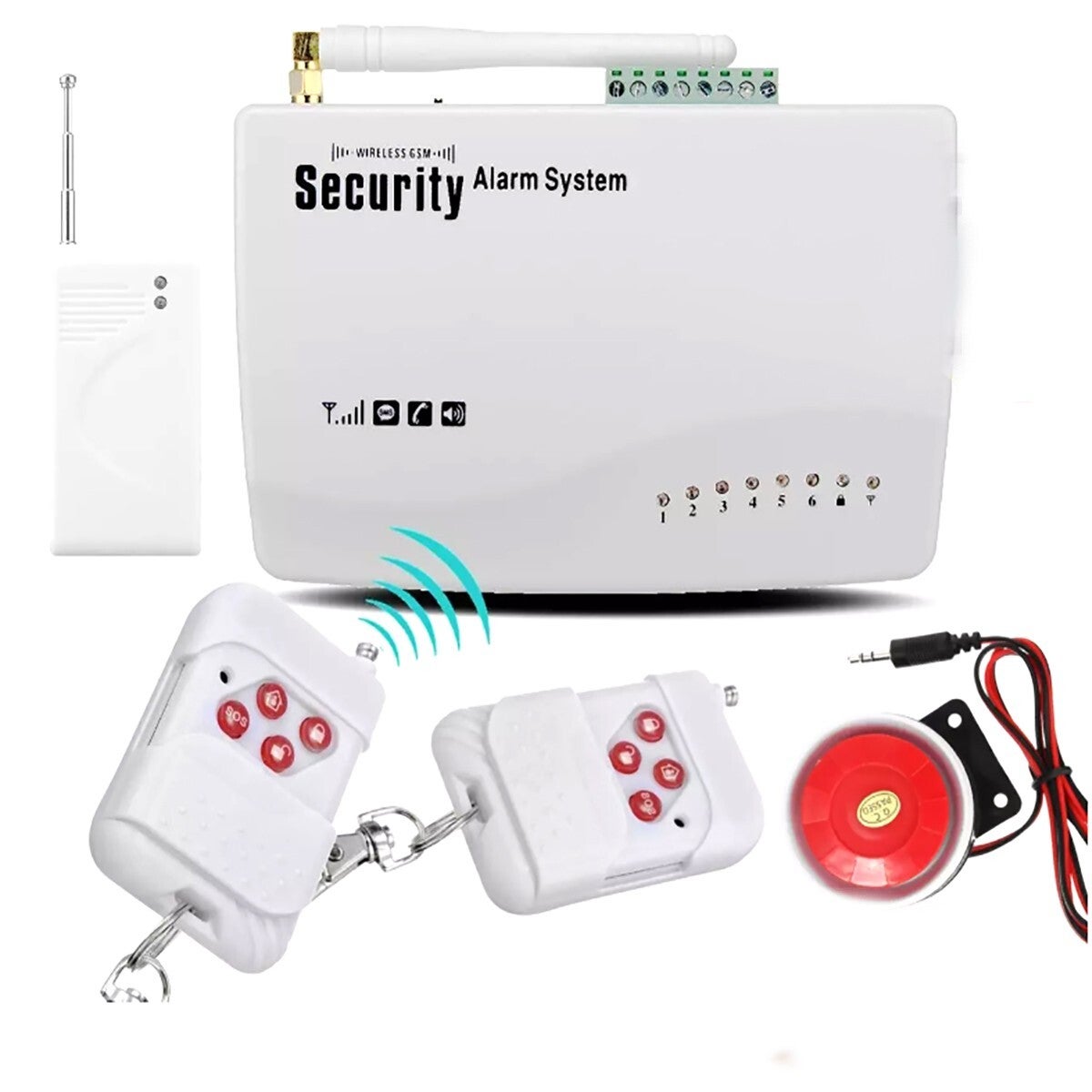 KIT DE ALARMA ANTIRROBO INALÁMBRICA GSM PARA HOGAR CON SIRENA Y ANTENA ...