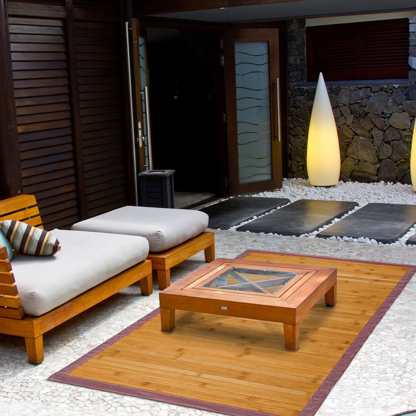 Tapis Bambou, Tapis d'intérieur andidérapant NATURAL vernis Miel ...