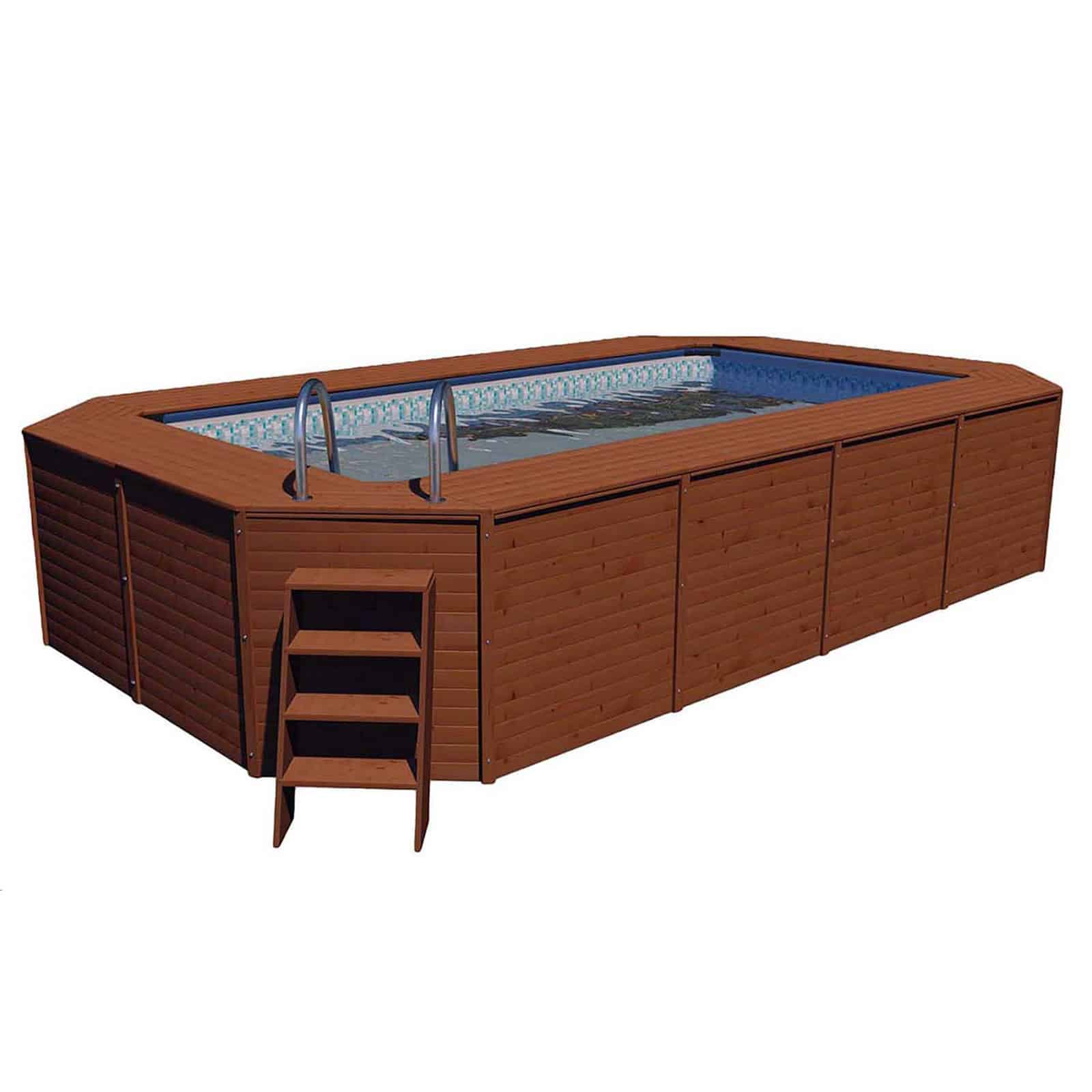 Piscine en Bois Hors-sol K2O 655x390x124 cm Épurateur à Sable de 5 678 ...
