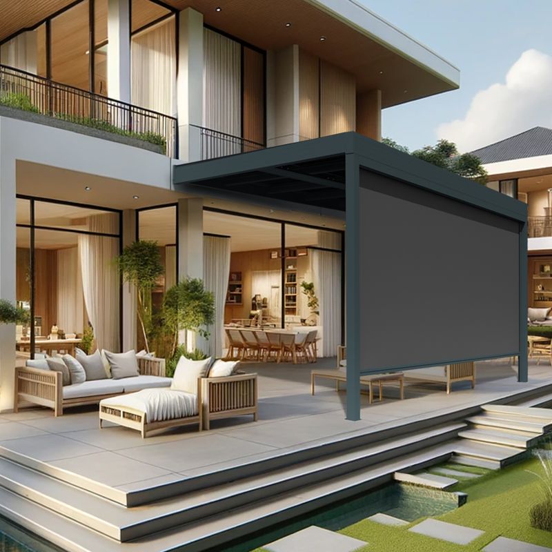 Store vertical extérieur SAMA - Motorisé à télécommande (Ral7016 - Gris ...