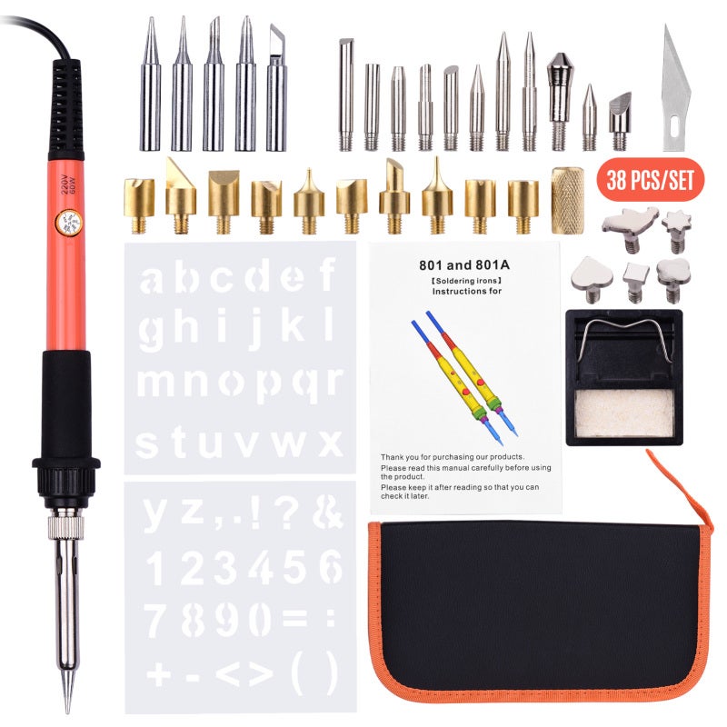 Kit de pyrogravure 38 pièces avec stylo à température réglable 200-450 ...