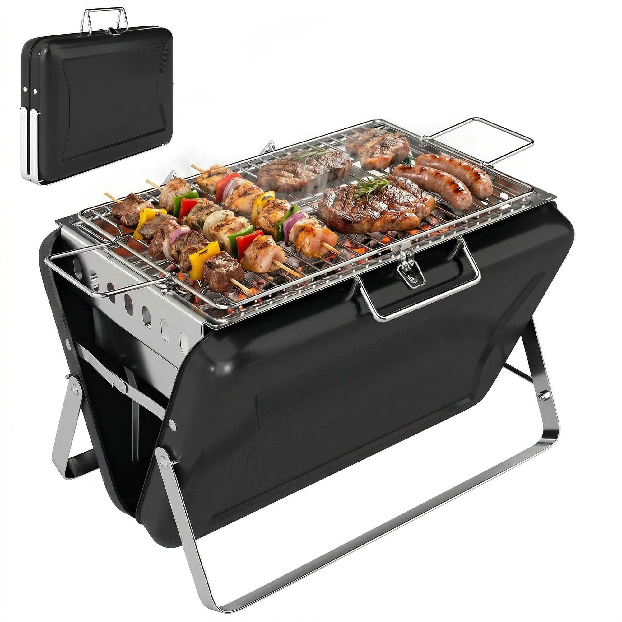 Barbecue fumoir à charbon de bois en acier inoxydable avec grille ...