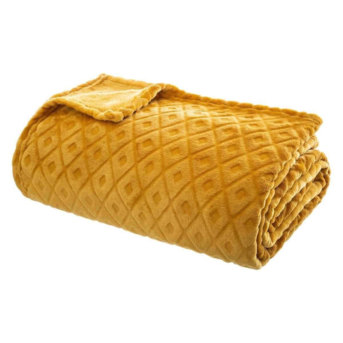 Plaid Imprimé "Losange 3D" 180x230cm Ocre | Leroy Merlin