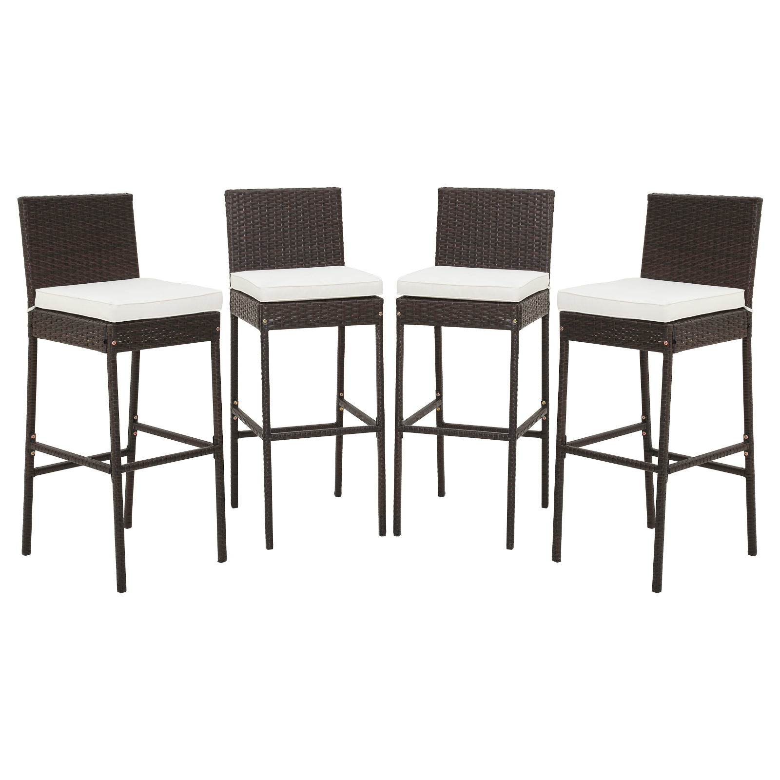 COSTWAY Juego de 2/4 Taburetes Alto de Mimbre, Taburetes de Bar con ...