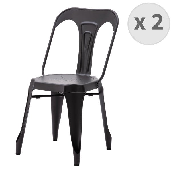 MAT - Chaise industrielle gris mat pieds métal (x2) | Leroy Merlin