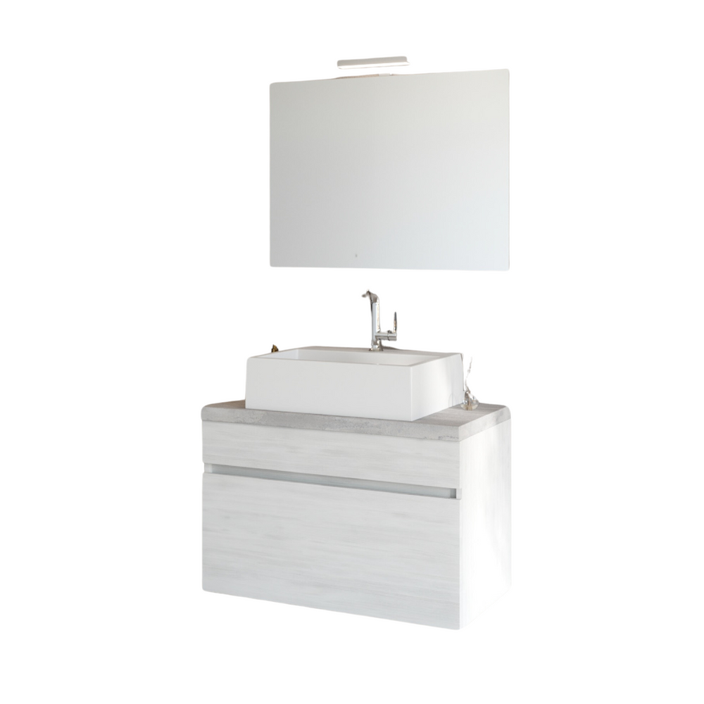 Mobile da bagno sospeso bianco "Velira1" con lavabo rettangolare da ...