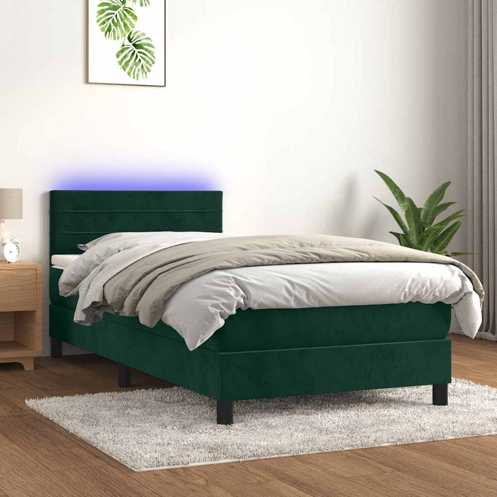 Sommier à lattes de lit et matelas et LED Vert foncé 80x200 cm vidaXL ...