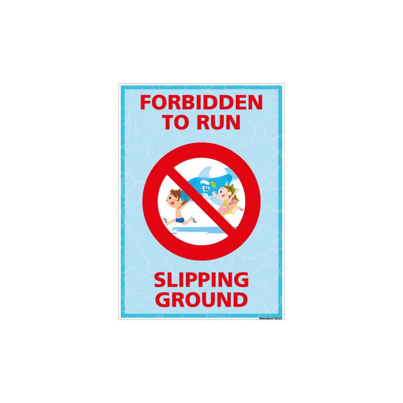 PANNEAU NE PAS COURIR SOL GLISSANT EN ANGLAIS (H0480) 150 x 210 mm ...