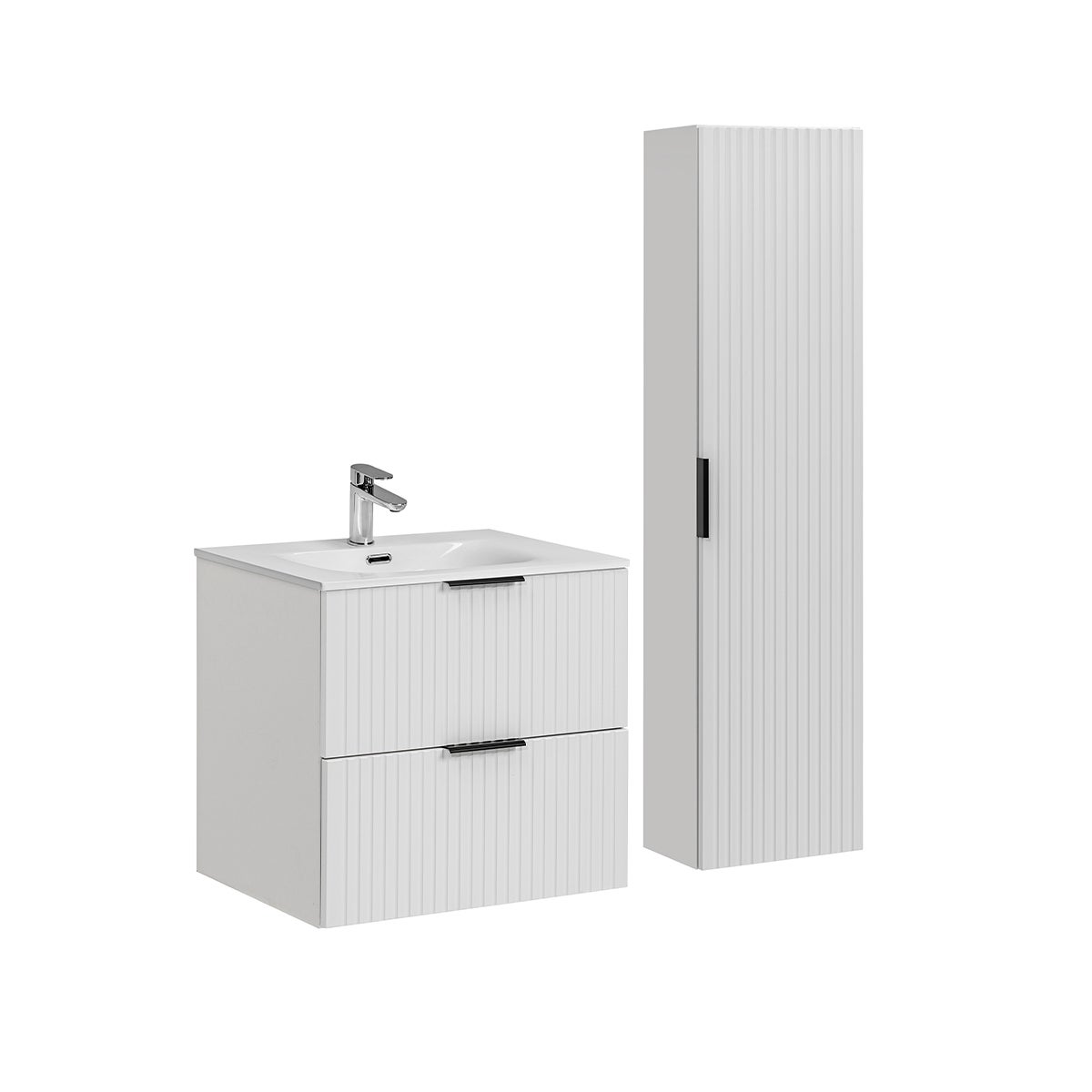 Mobile lavabo singolo da 60 cm con colonna Adriel White | Leroy Merlin
