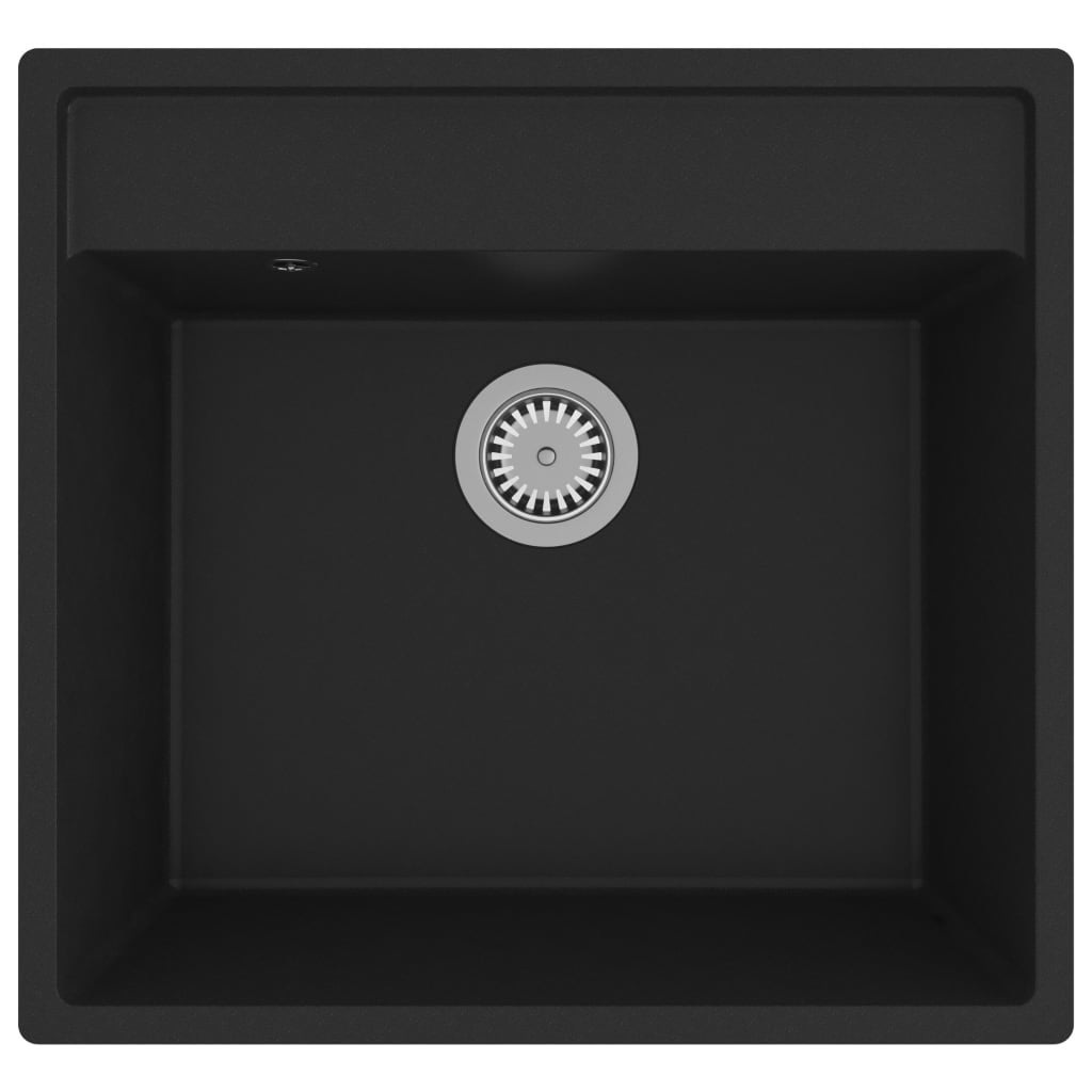Lavello da cucina con foro troppo pieno 53 x 50 cm granito nero 02 ...