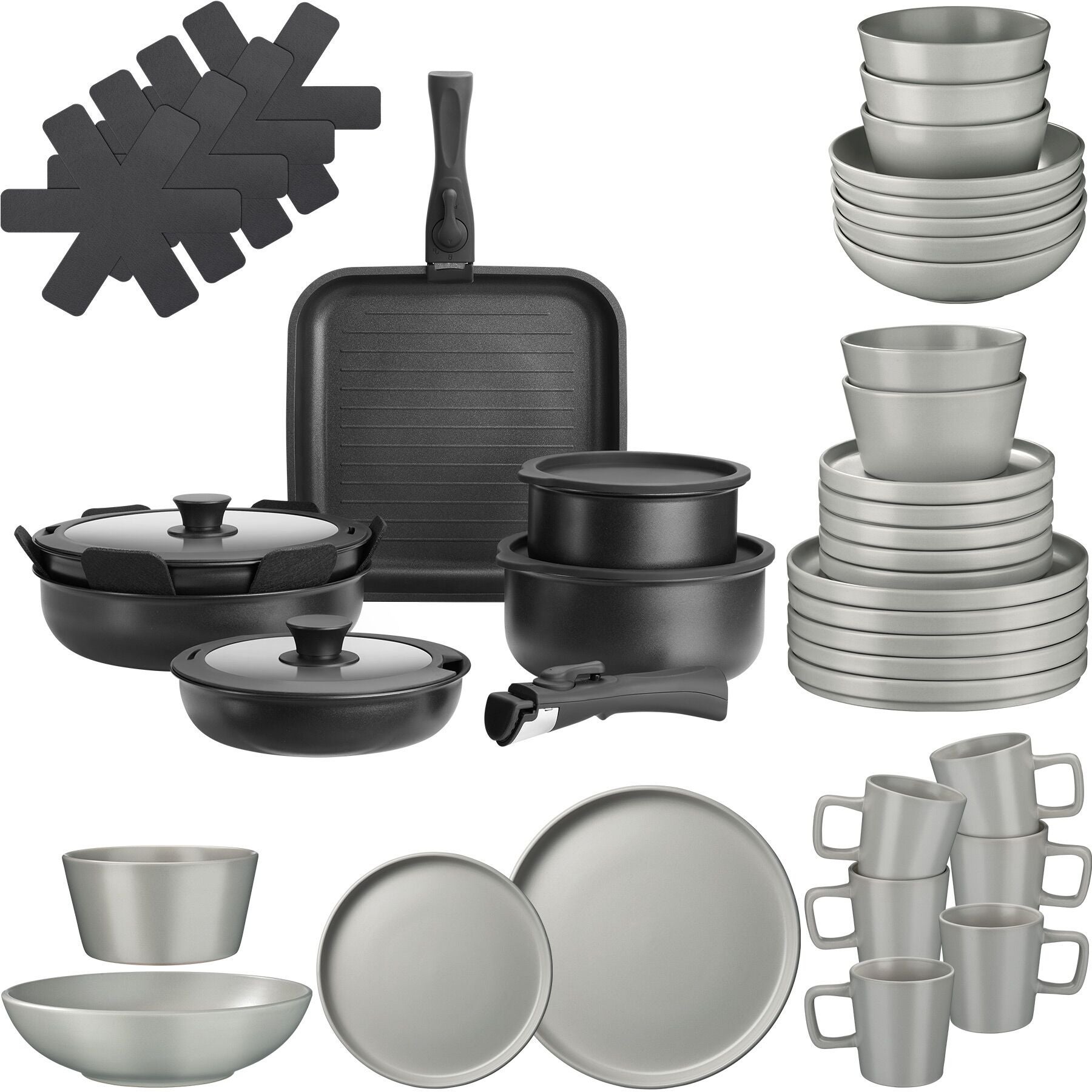 Ensemble de vaisselle pour 6 personnes avec kit de cuisine TECTAKE ...
