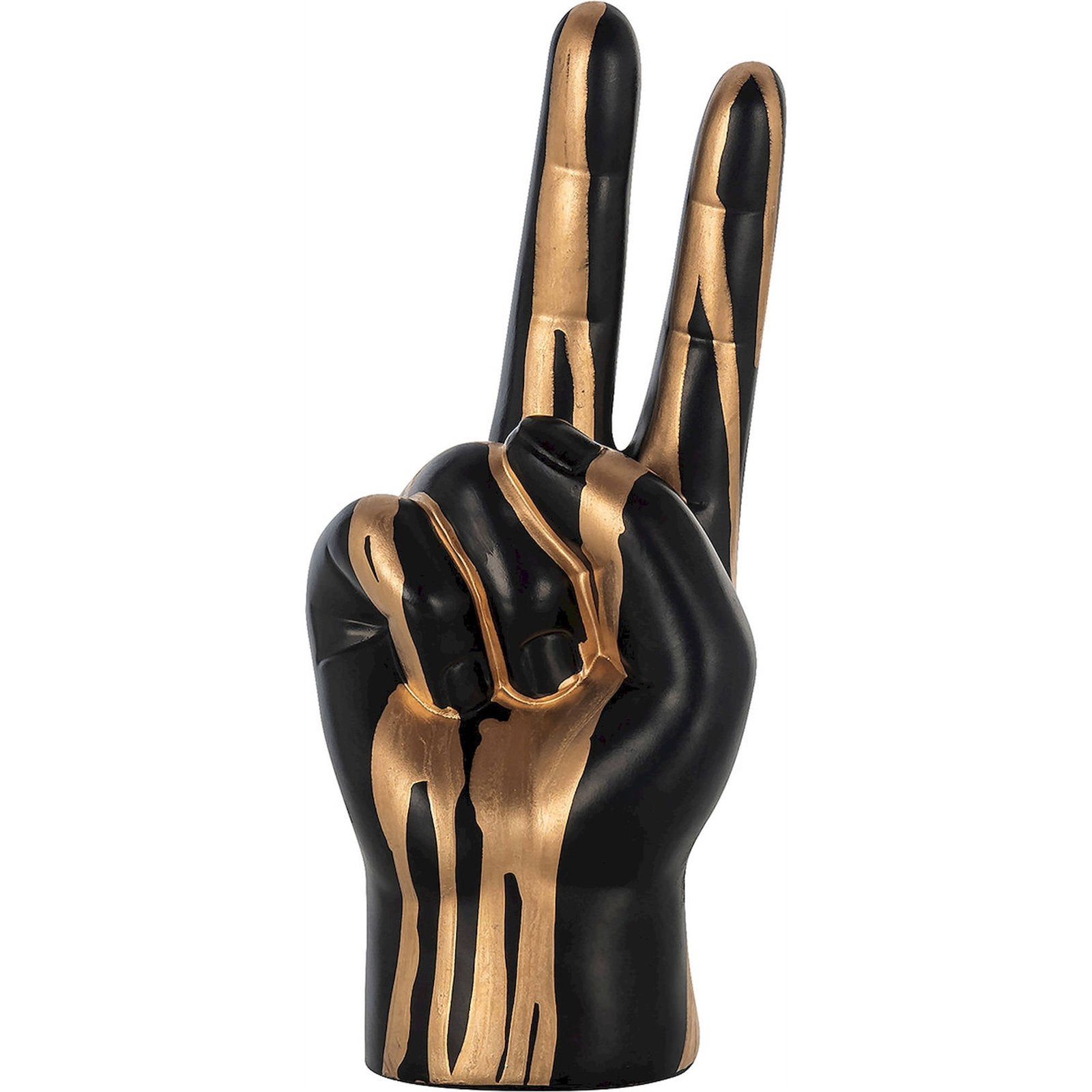 Statue hand peace 10 x 7,5 x 22,5 cm Noir et doré | Leroy Merlin