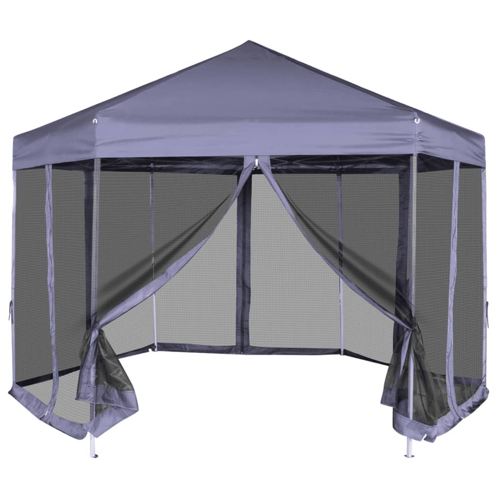Gazebo Esagonale Pop-Up con 6 Pareti Blu Scuro 3,6x3,1 m Unico / Azul ...