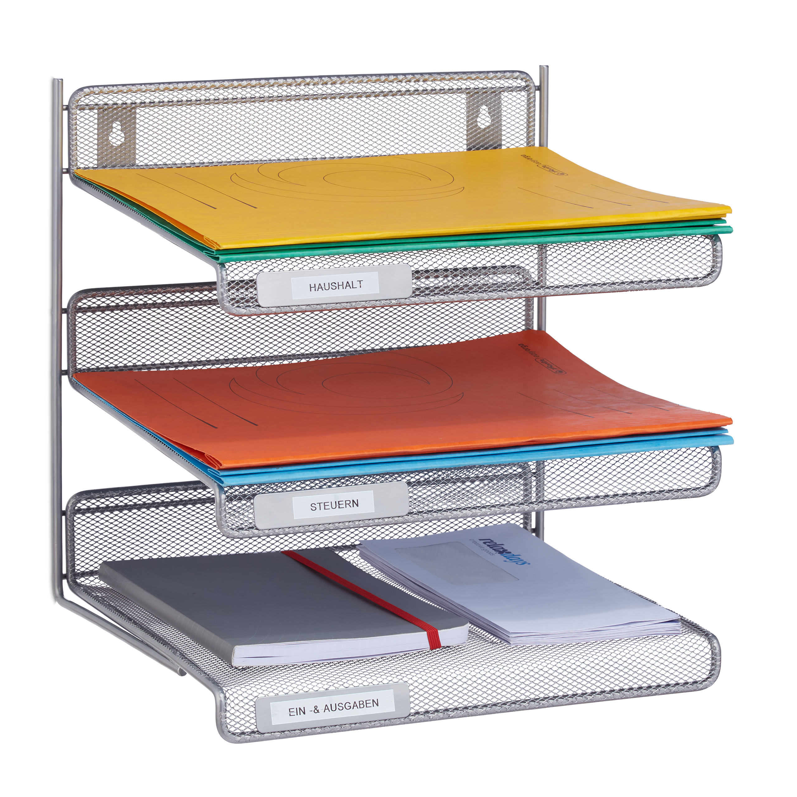 Relaxdays Rangement à documents, métal, montage mural & poser, porte ...