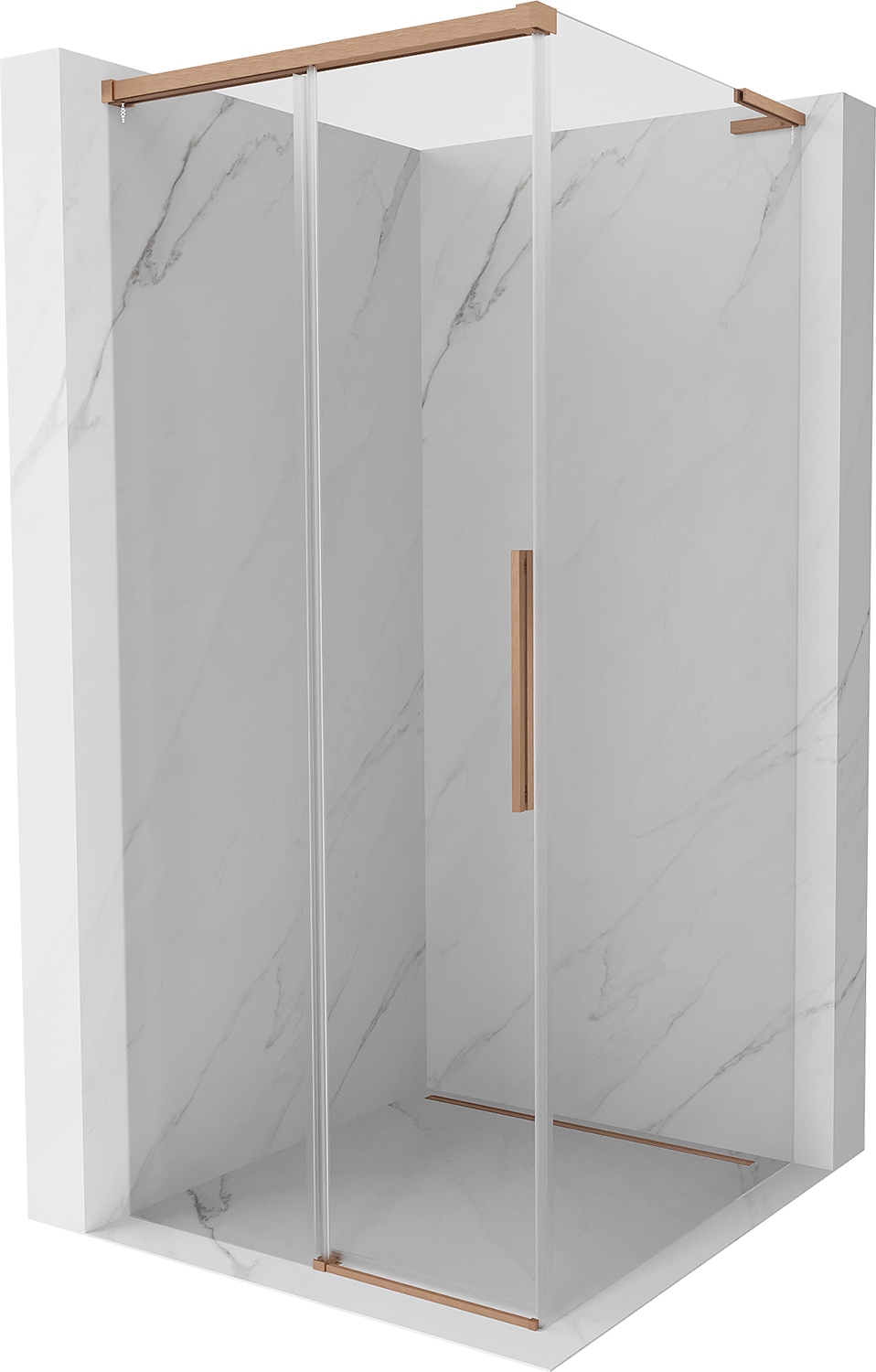 Mexen Rox L cabine de douche coulissante 90 x 90 cm, transparent, cuivre brossé - 8C2L-090-090 ...