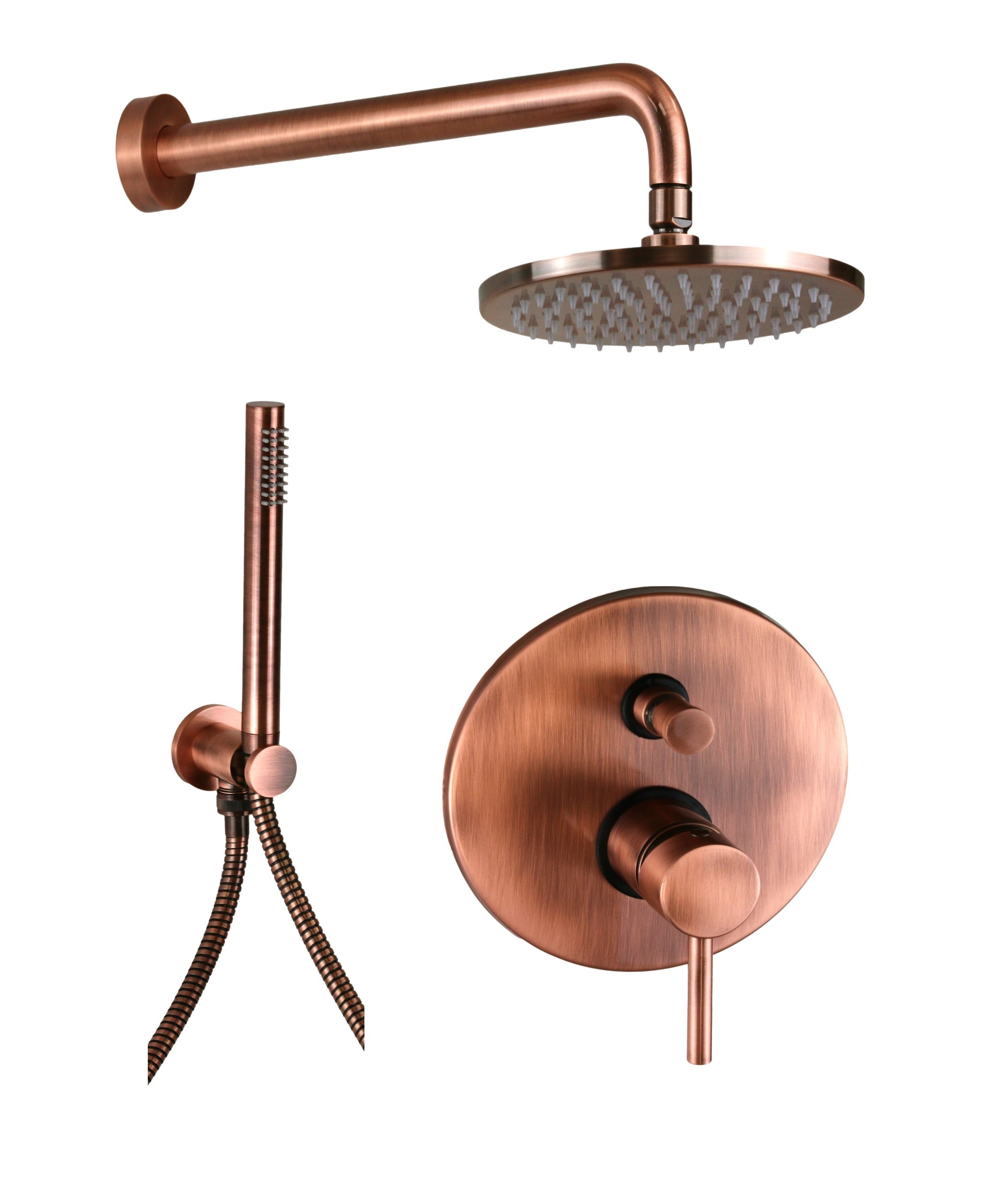 Kit de ducha de empotrar en color cobre con rociador de Ø20 cm Pollini ...