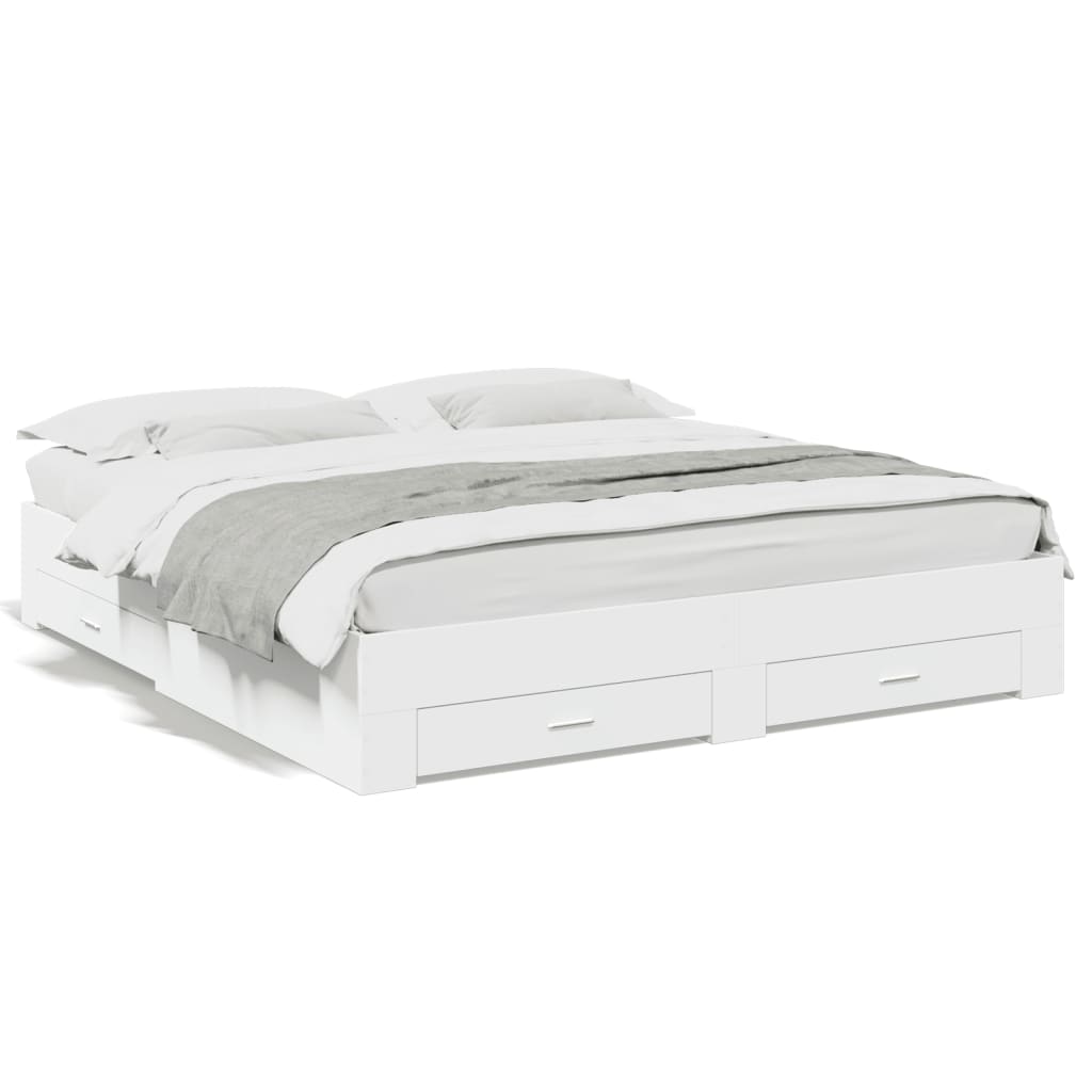 Struttura letto con cassetti in legno ingegnerizzato bianco 180x200 cm ...