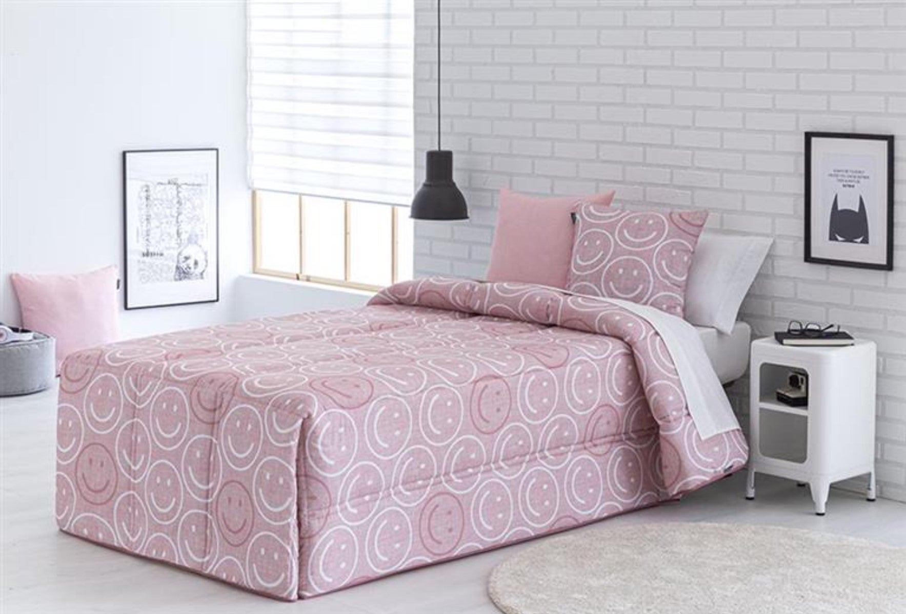 Edredón Conforter Emoji Rosa para Cama de 105 cm | Leroy Merlin
