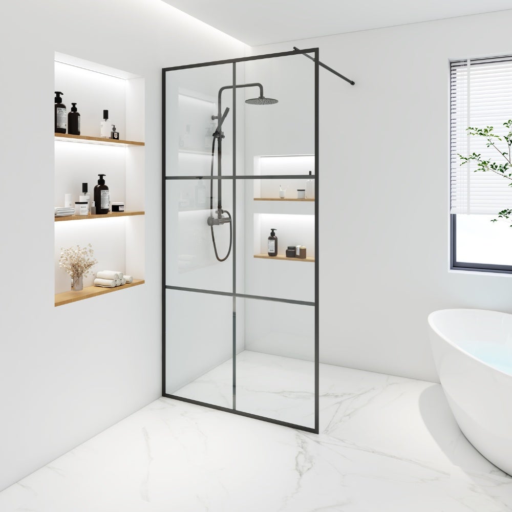 HOME DELUXE - Paroi de douche - BAKI - Largeur : 80 cm, cadre noir ...