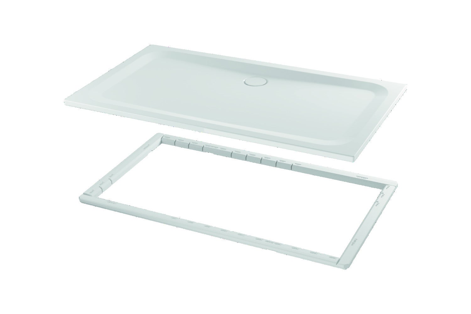 Plato de ducha rectangular BetteUltra con soporte mínimo de bañera ...