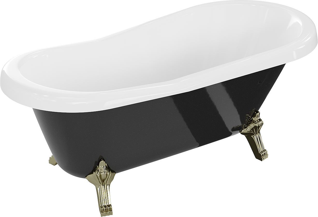 Mexen Retro baignoire autonome 150 x 73 cm, Blanc/Noir, pieds Or ...