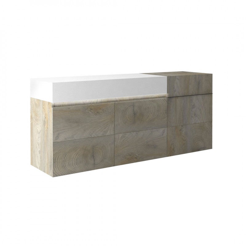 Buffet/bahut contemporain 200 cm chêne/blanc Petunia | Leroy Merlin