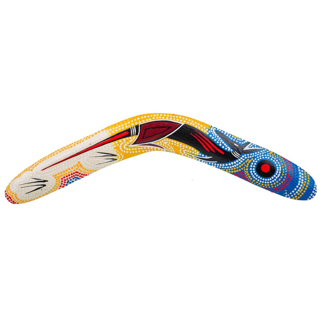 Boomerang en bois jaune/bleu 40x1x12h | Leroy Merlin