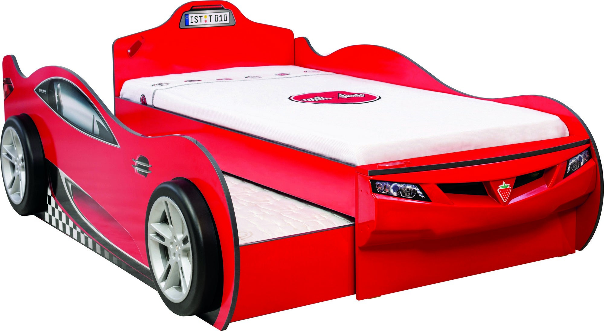 Lit enfant gigogne voiture de course rouge Racing Kup 90x190 | Leroy Merlin