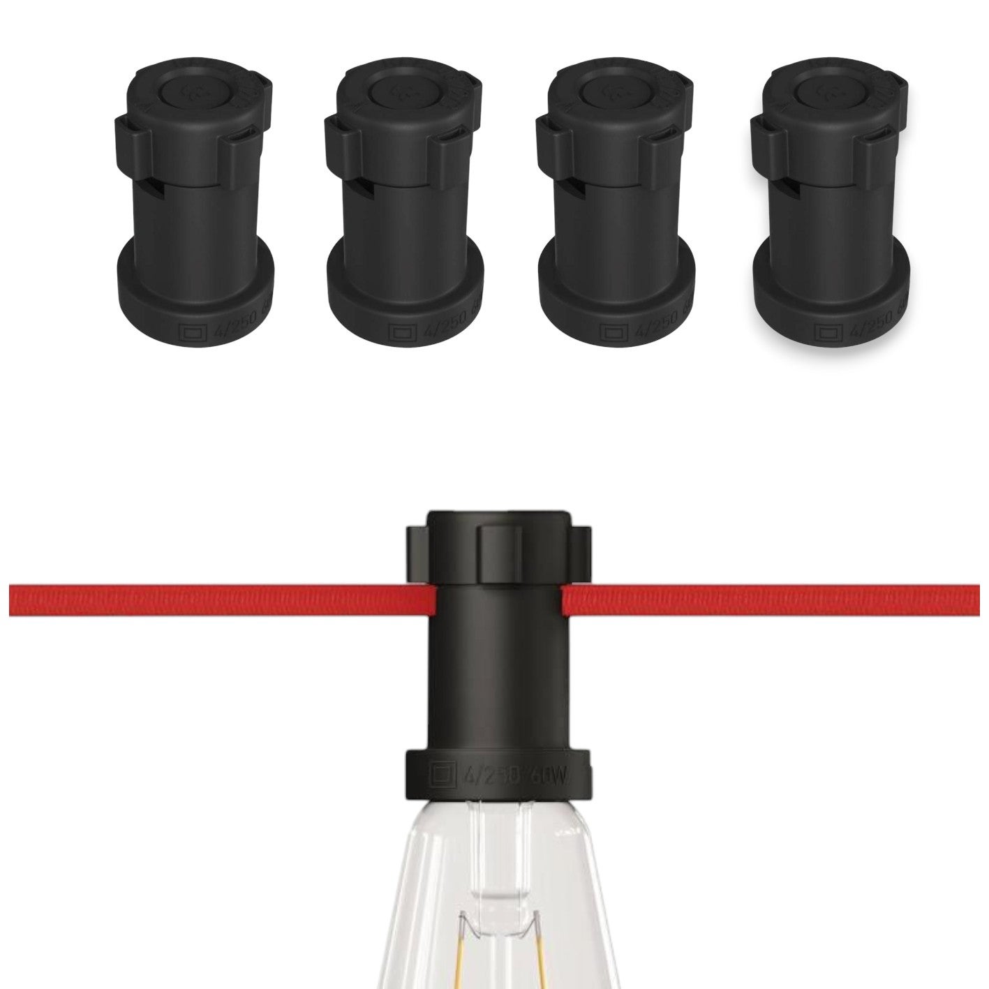 Lot de 5 douilles extérieures pour guirlande en câble plat - sans bague ...