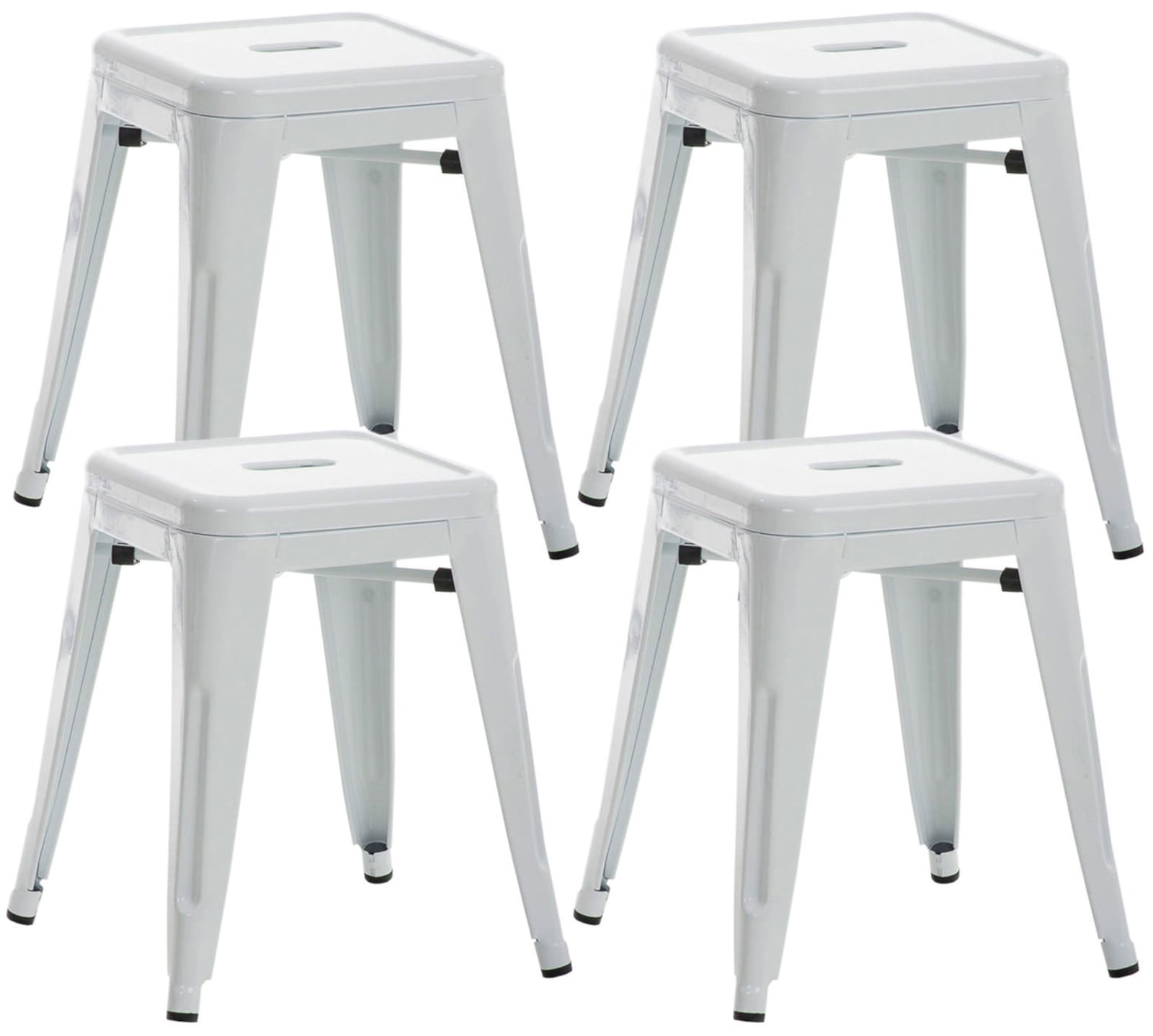Lot de 4 tabourets bas au style industriel Armin en métal Blanc | Leroy ...