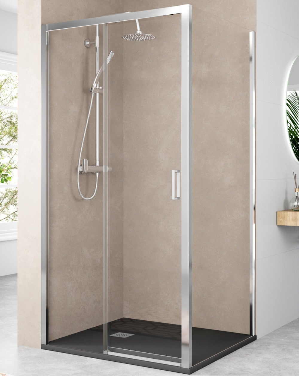 Mampara Ducha Rectangular Frontal 1 Puerta 1 Fijo | Cristal 5mm Antical ...