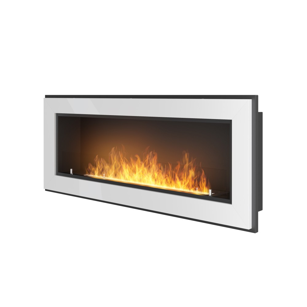 Cheminée au bioéthanol encastrable Frame 1200 SimpleFire blanche avec ...