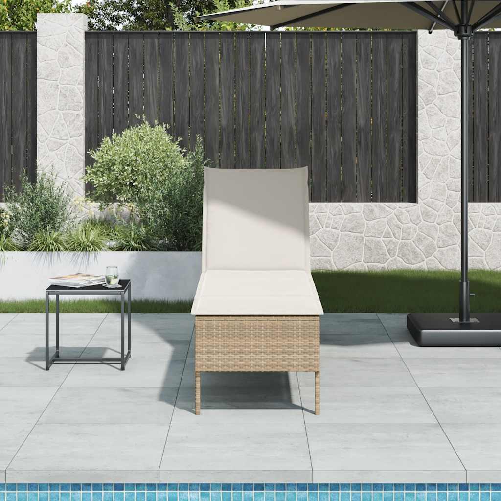 Tumbona con cojín, color beige, 55x200x44cm, poliratán | Leroy Merlin