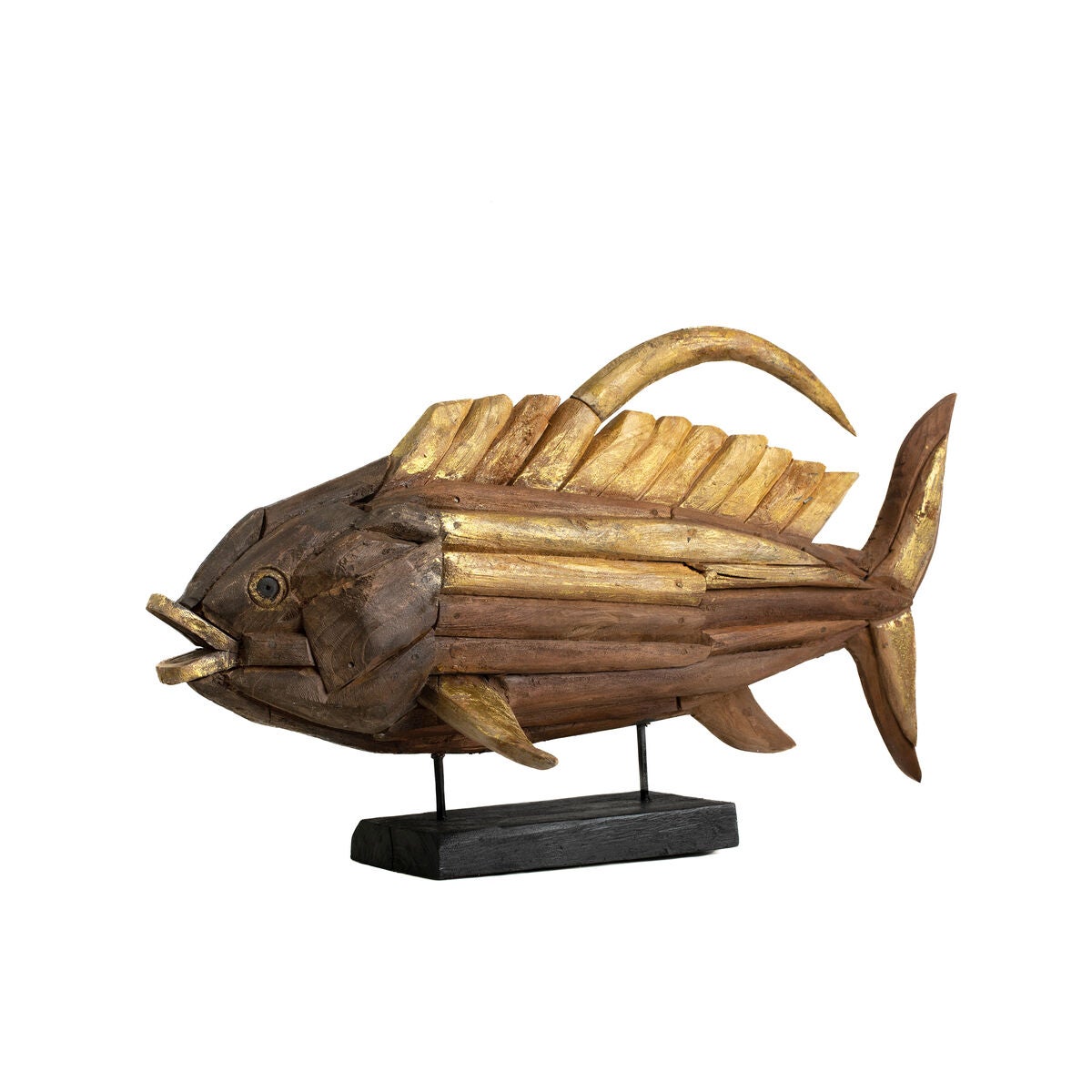 Figurine Décorative Romimex Doré Bois Poisson 80 x 50 x 20 cm | Leroy ...