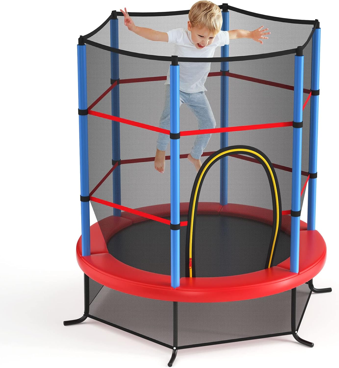 Trampoline Extérieur Enfant Ø165cm, Cadre en Acier, Trampoline pour ...