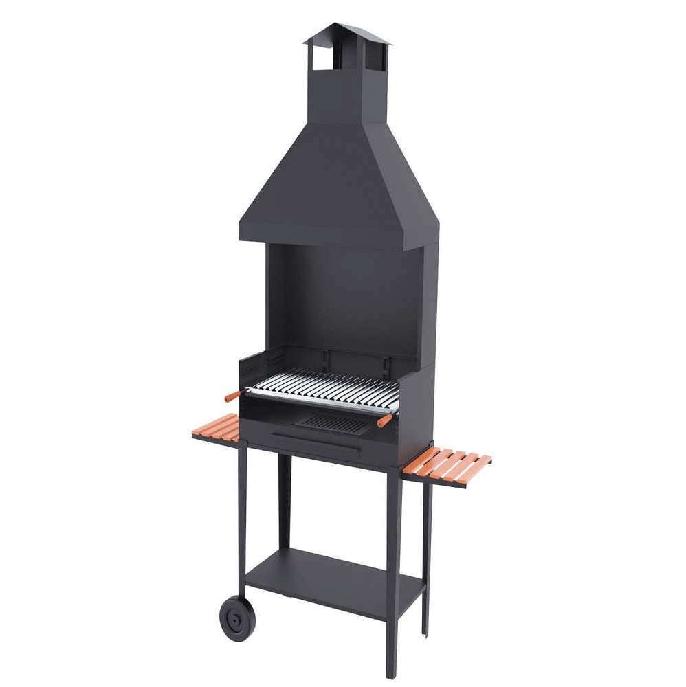 Barbacoa de carbón y leña Parrilla acero inoxidable 60 cm - Carro, Con ...