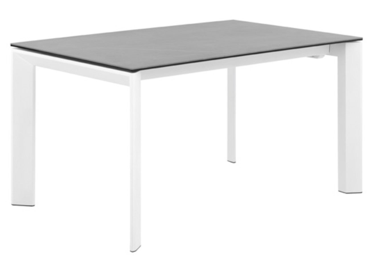 Table rectangulaire extensible porcelaine et métal Spanila-Plateau Gris ...