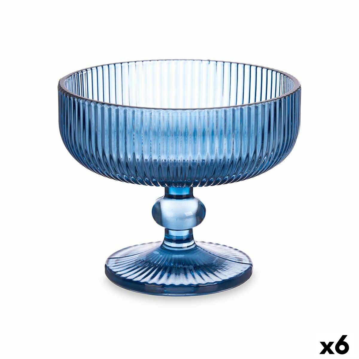 Copa de Helados y Batidos Rayas Azul Cristal 310 ml (6 Unidades ...