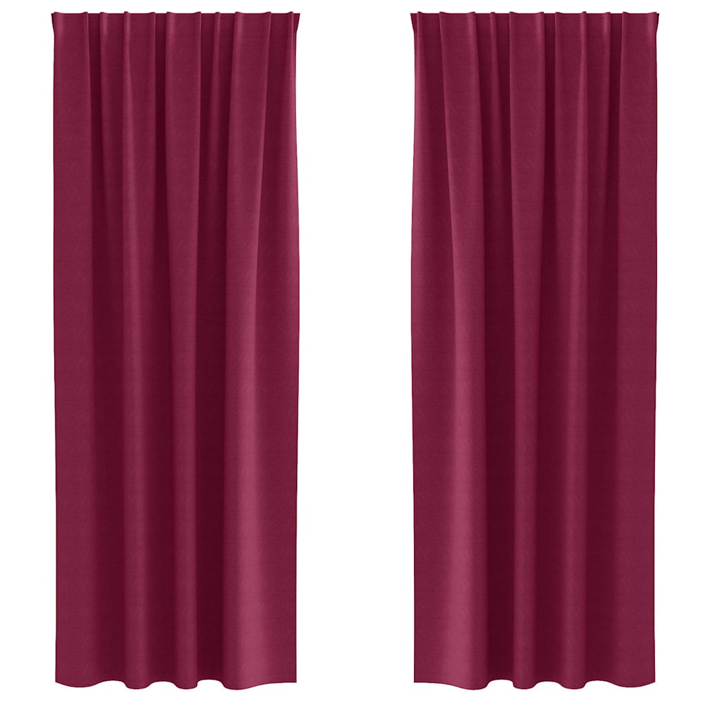Rideaux avec des rideaux 2 pcs Bordeaux 260 x 140 cm Polyester | Leroy ...