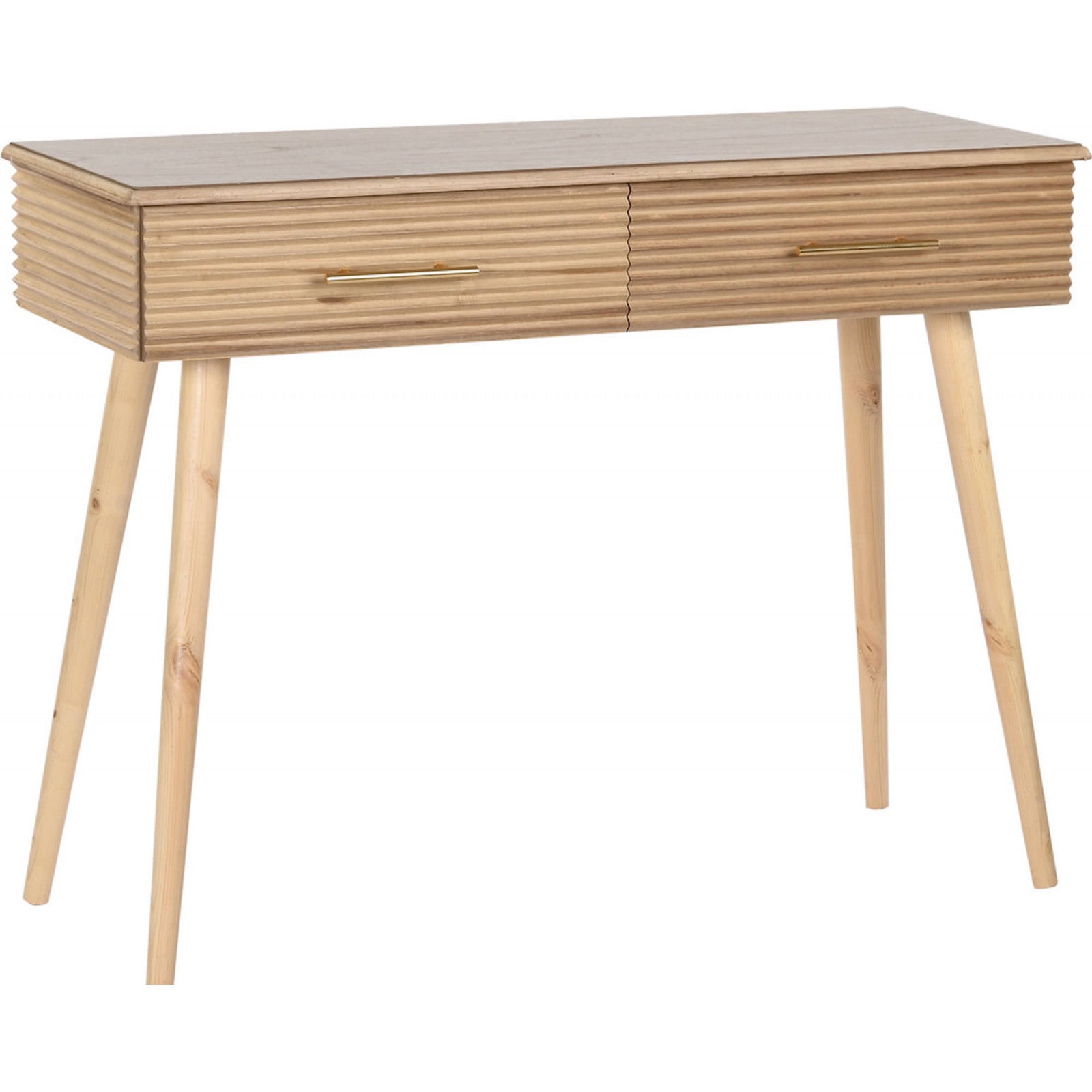 Console élégante en bois clair et détails dorés 100 x 40 x 76 cm Bois ...