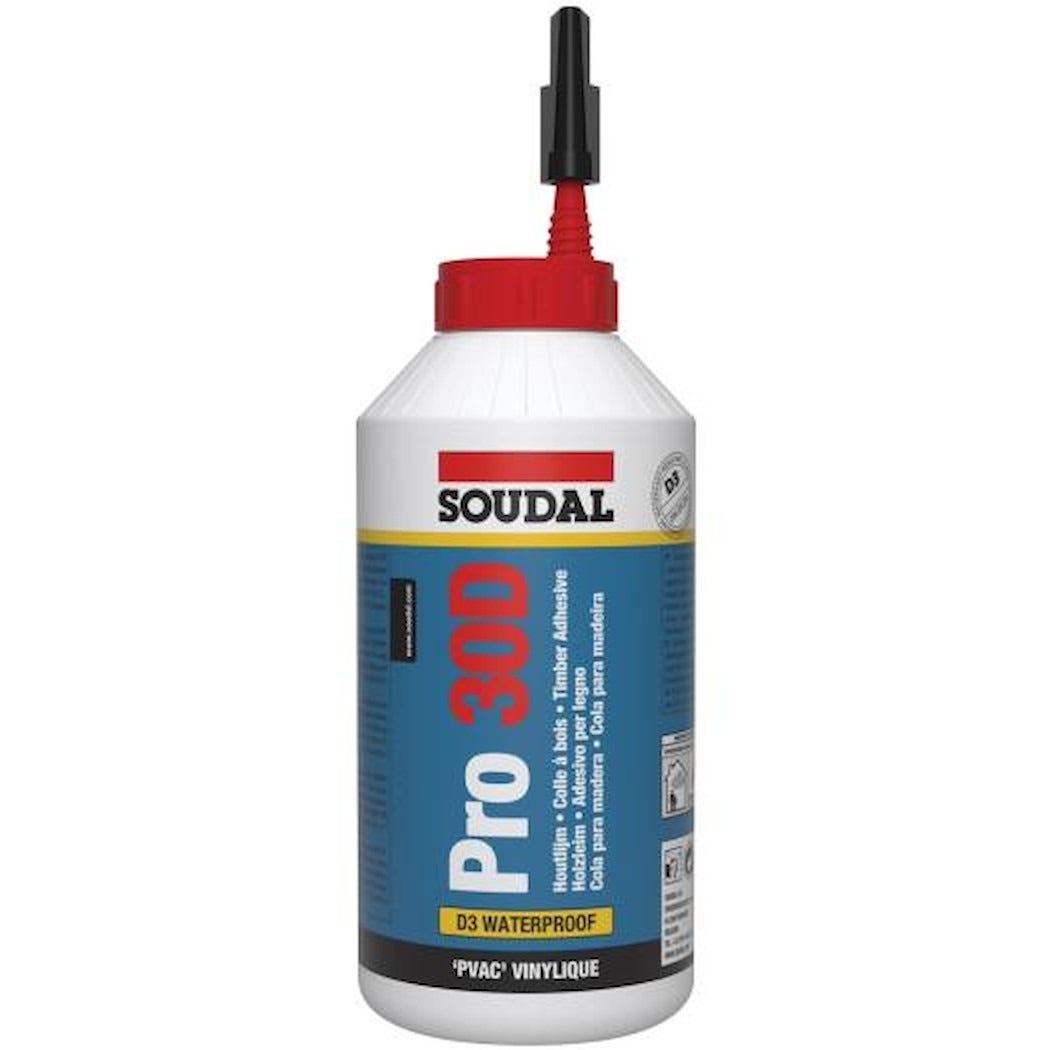 PRO 30D - Cola blanca para madera resistente al agua - Soudal - 750 g ...