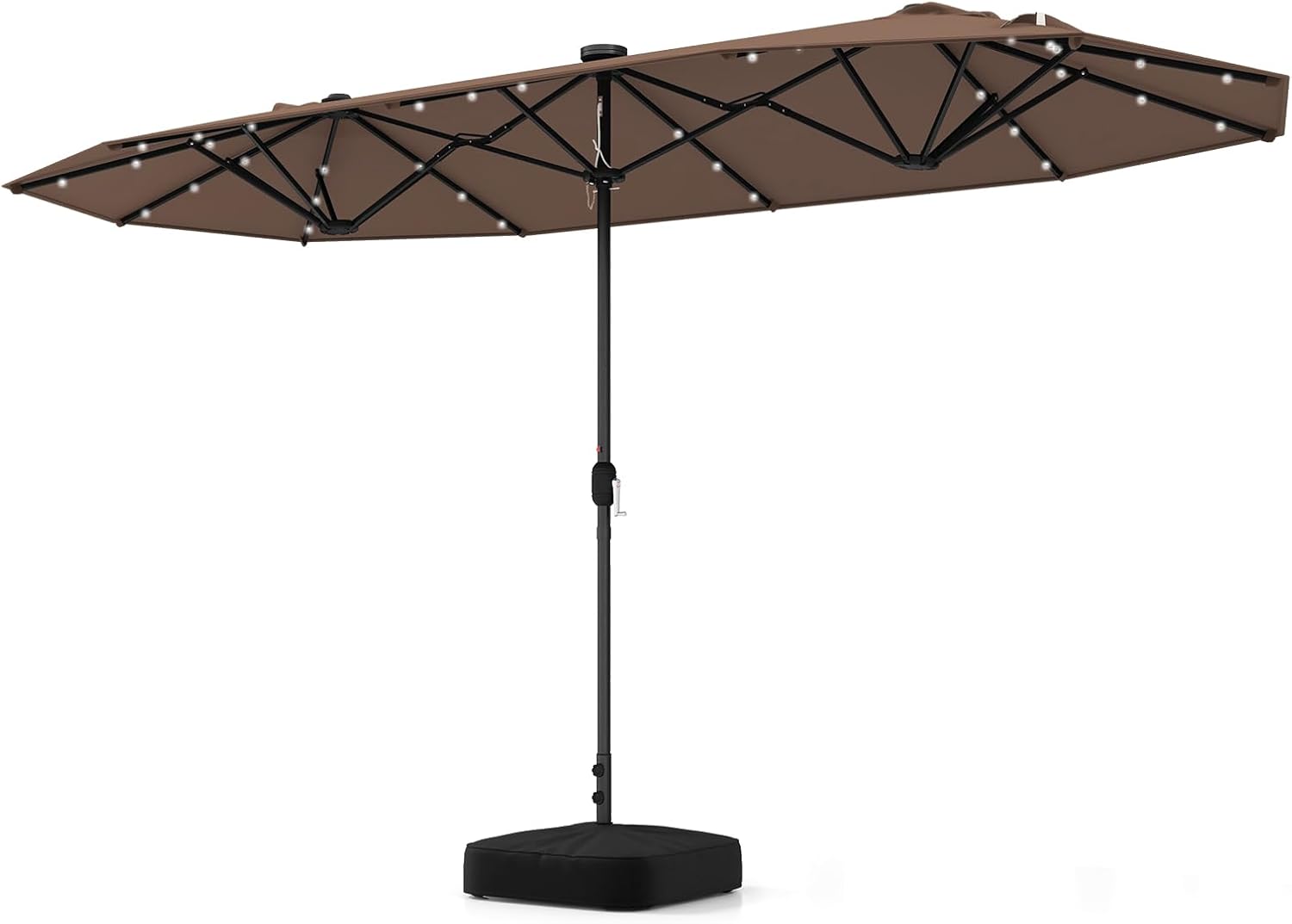 Parasol Double de Jardin 400 x 200 CM avec LED à Énergie Solaire ...