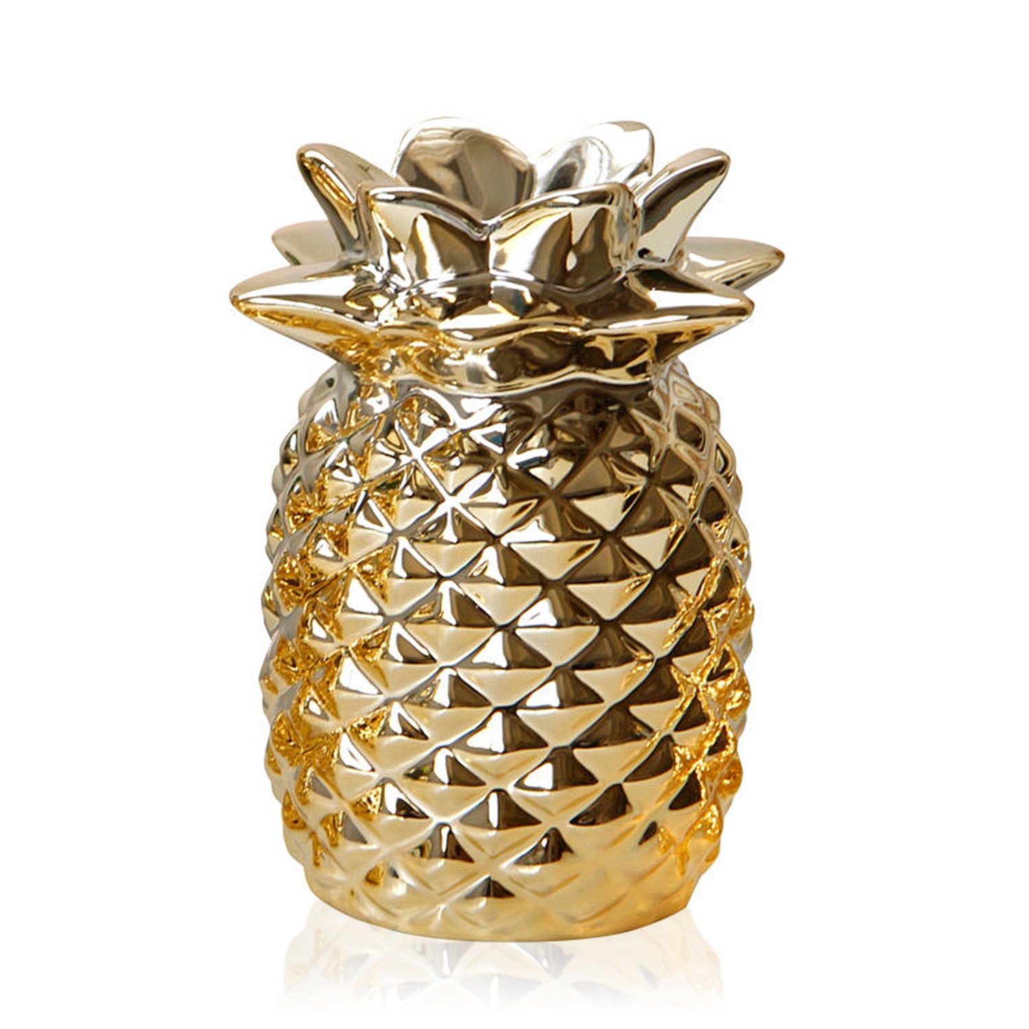 Figura Decorativa de Porcelana Piña Dorada Grande 10,3x9x13 Cm. Color ...