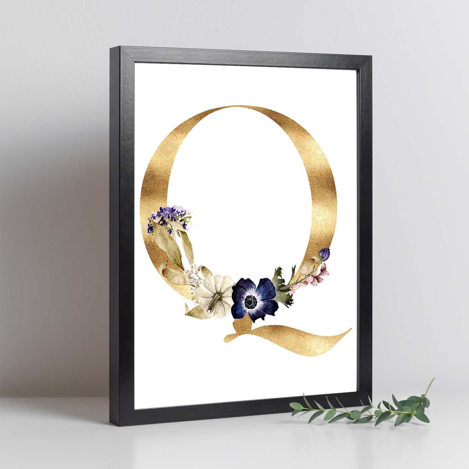 Lettre Q. Style Floreal Style Floral Avec Des Images D'alphabet. A4 ...