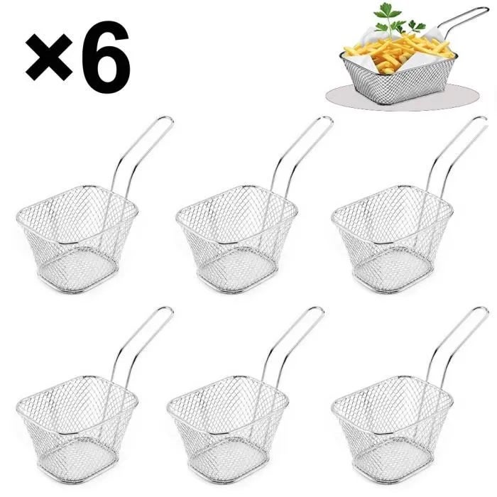 Lot de 6 Mini Paniers à Frites en Acier Inoxydable – Idéal pour Frites ...